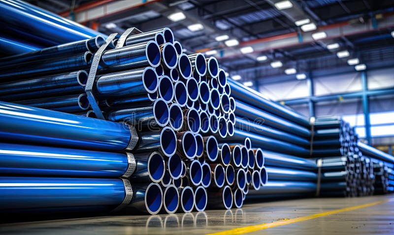 A Towering Stack of Vibrant Pipes in a Warehouse Stock Illustration ...