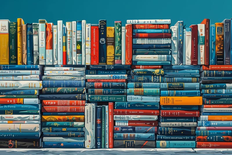 A Large Stack of Books Arranged on Top of Each Other Stock Photo ...