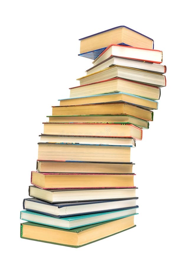 A Large Stack Of Books On White Background Stock Image - Image of ...