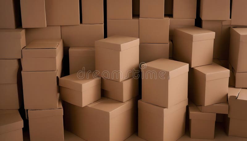 Large Stack of Brown Cardboard Boxes in Warehouse Setting Stock ...