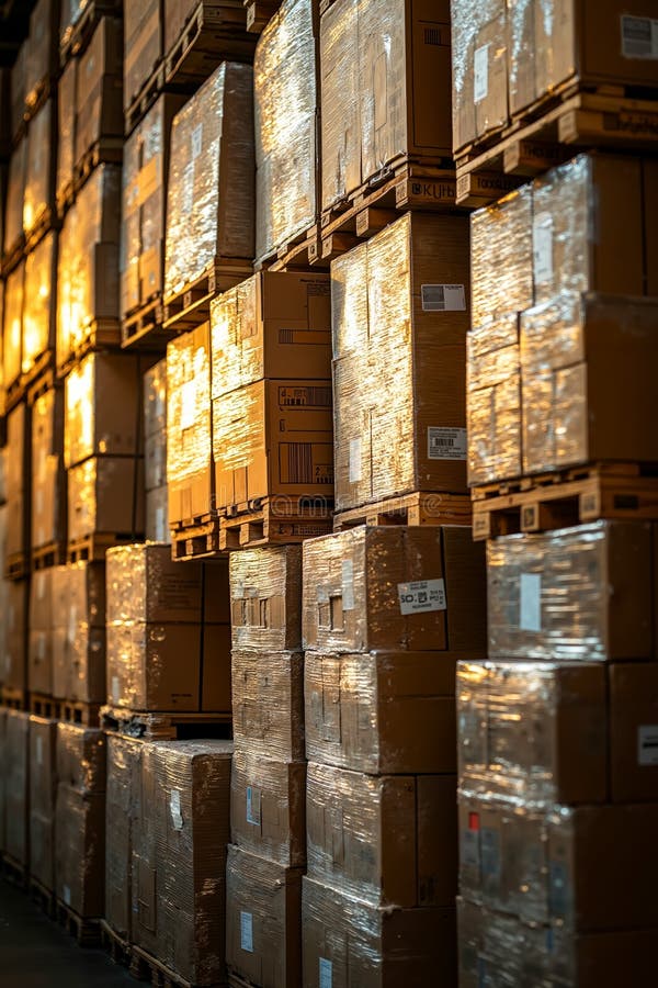 A Large Stack of Cardboard Boxes Stacked on Top of Each Other Stock ...