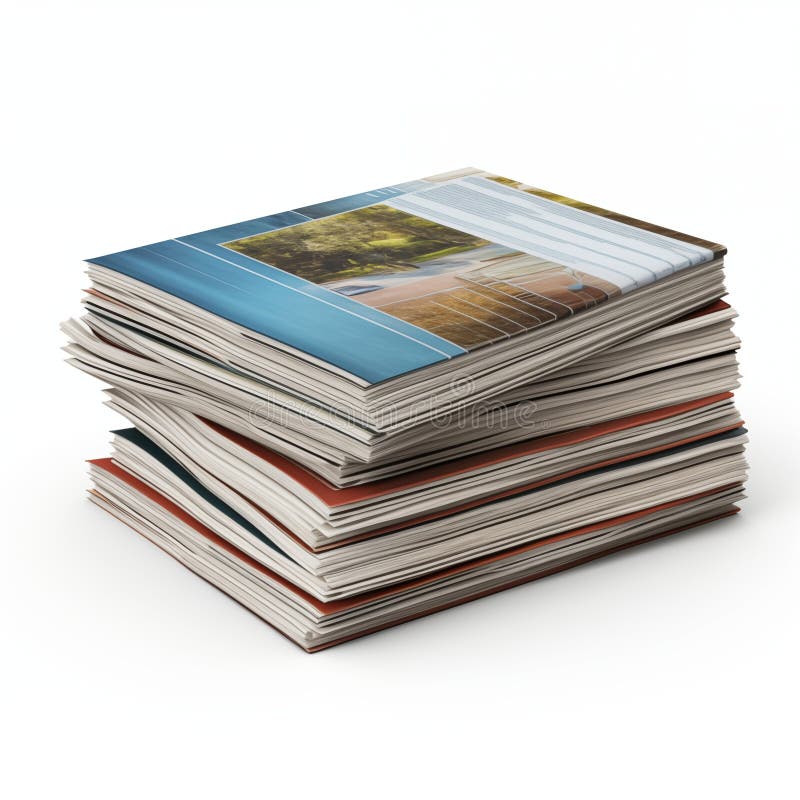 Large Stack of Colorful Magazines with Glossy Covers on White ...