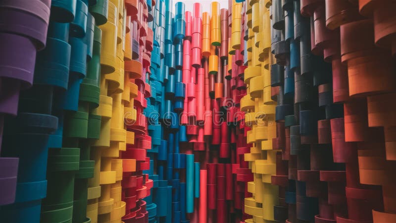 A Large Stack of Colorful Tubes are Stacked Together in a Room, AI ...