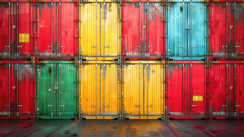 Large Stack of Colourful and Rusty Containers in the Port Stock ...