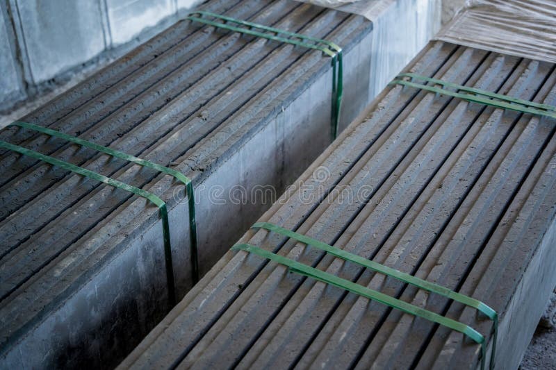 A Large Stack of Concrete Slabs on a Construction Site Stock Photo ...