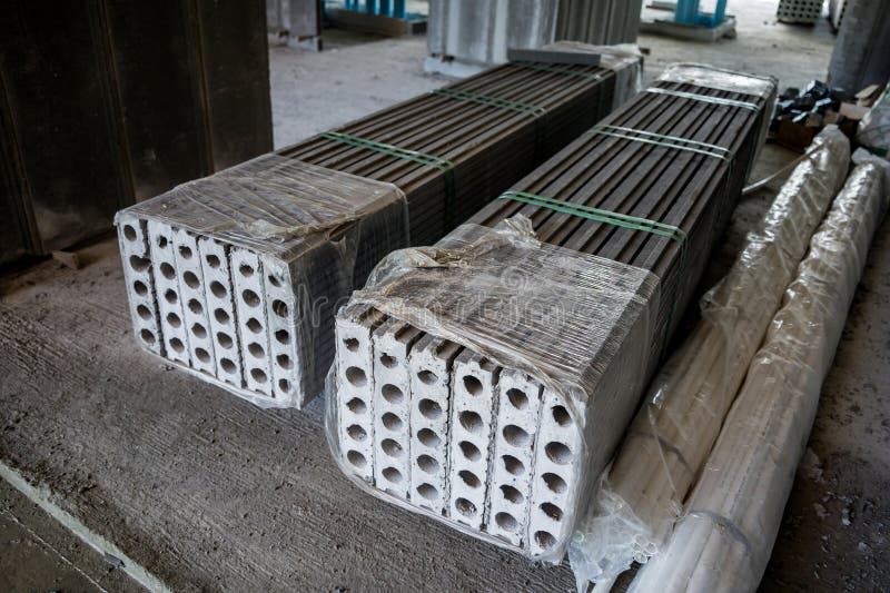 A Large Stack of Concrete Slabs on a Construction Site Stock Photo ...