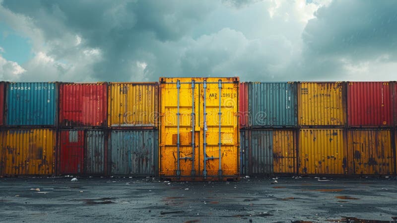 A Large Stack of Containers on Cement Floor Stock Image - Image of ...
