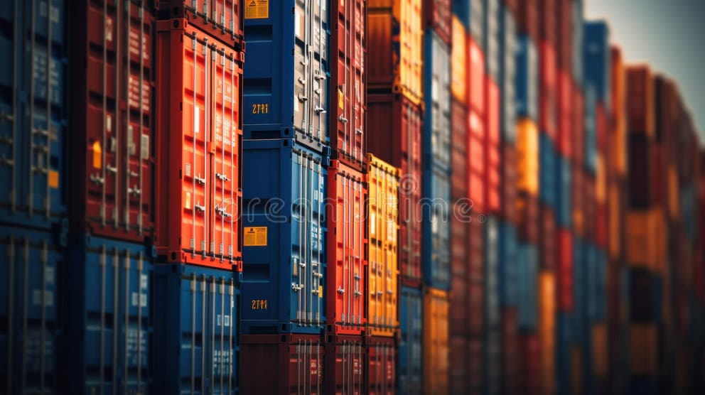 A Large Stack of Containers are Stacked on Top of Each Other, AI Stock ...