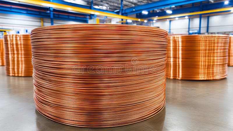 A Large Stack of Copper Wire in a Warehouse Stock Photo - Image of ...