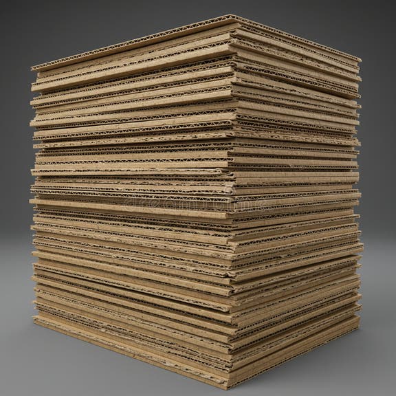 A Large Stack of Corrugated Cardboard Sheets is Displayed Against a ...