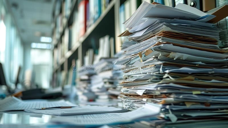 A Large Stack of Documents are Waiting To Be Completed on the Table ...