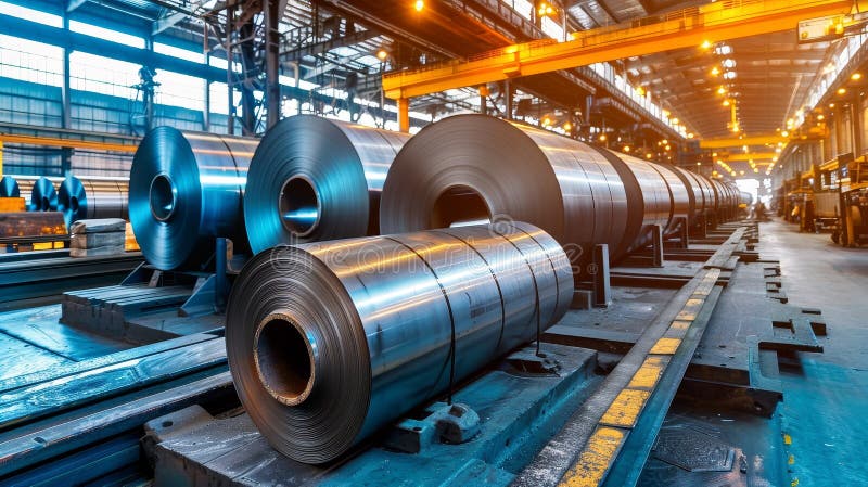 A Large Stack of Metal Sheets are Piled Up in a Factory Stock Image ...