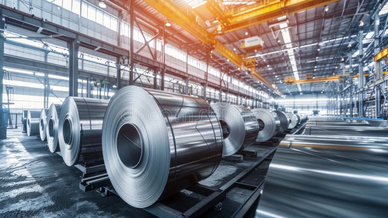 A Large Stack of Metal Sheets are Piled Up in a Factory Stock Photo ...