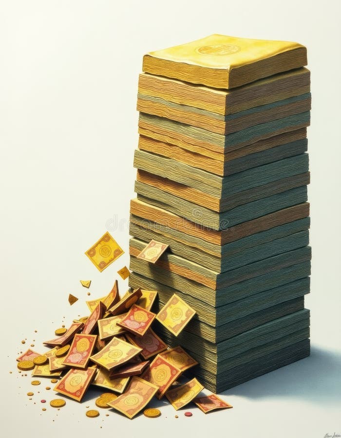 Large Stack of Money with Bills Falling - Wealth, Finance, and Currency ...
