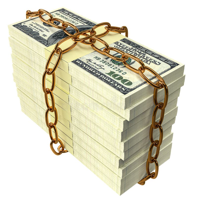 Large Stack of Money Wrapped Chain Isolated on Transparent Png Stock ...