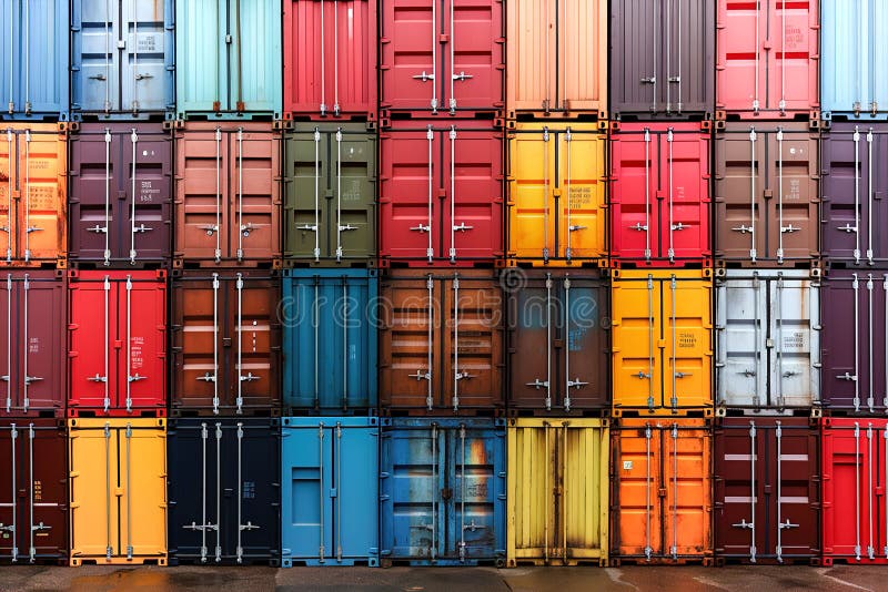 Large Stack Multicolored Shipping Containers Colorful Background Stock ...