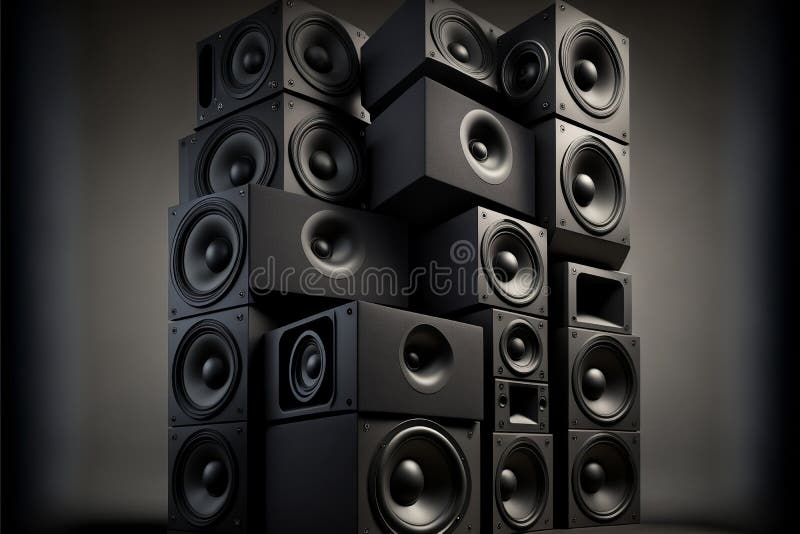 A Large Stack of Music Audio Speakers. Generative Ai Stock Illustration ...