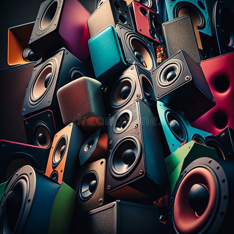A Large Stack of Music Audio Speakers, Generative AI Stock Illustration ...