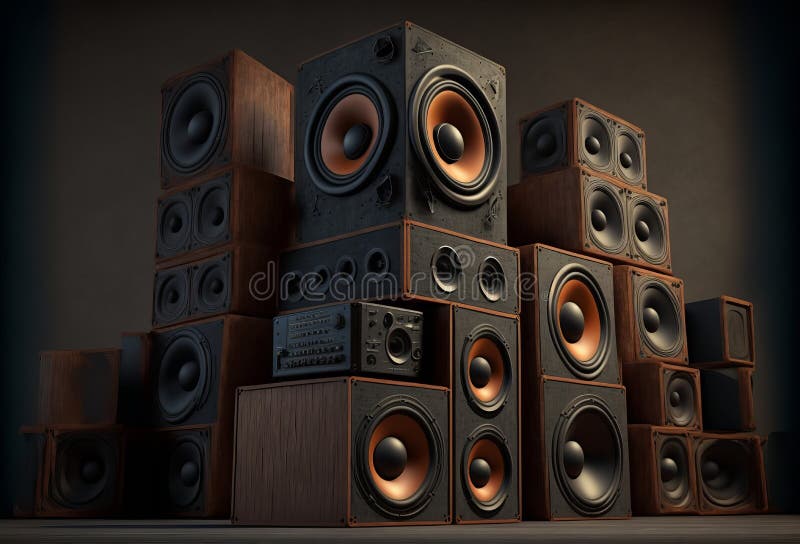 A Large Stack of Music Audio Speakers. Generative Ai Stock Illustration ...
