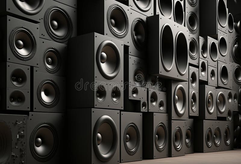 A Large Stack of Music Audio Speakers. Generative Ai Stock Illustration ...