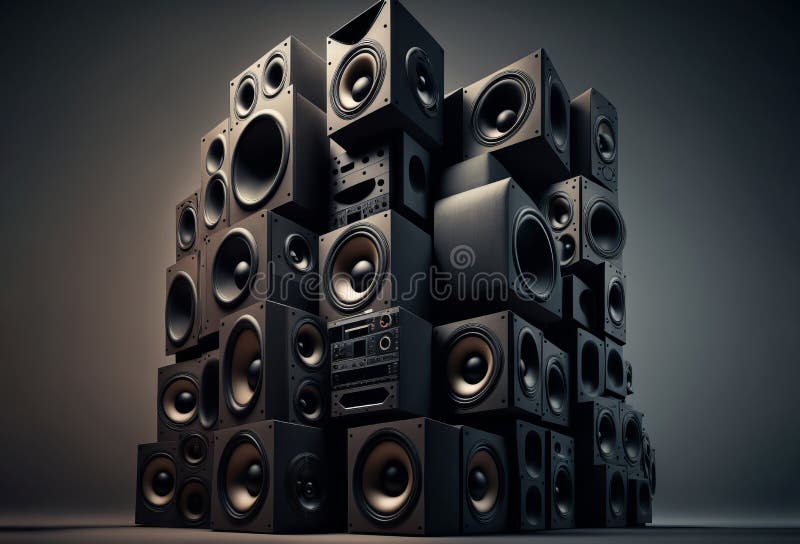 A Large Stack of Music Audio Speakers. Generative Ai Stock Illustration ...