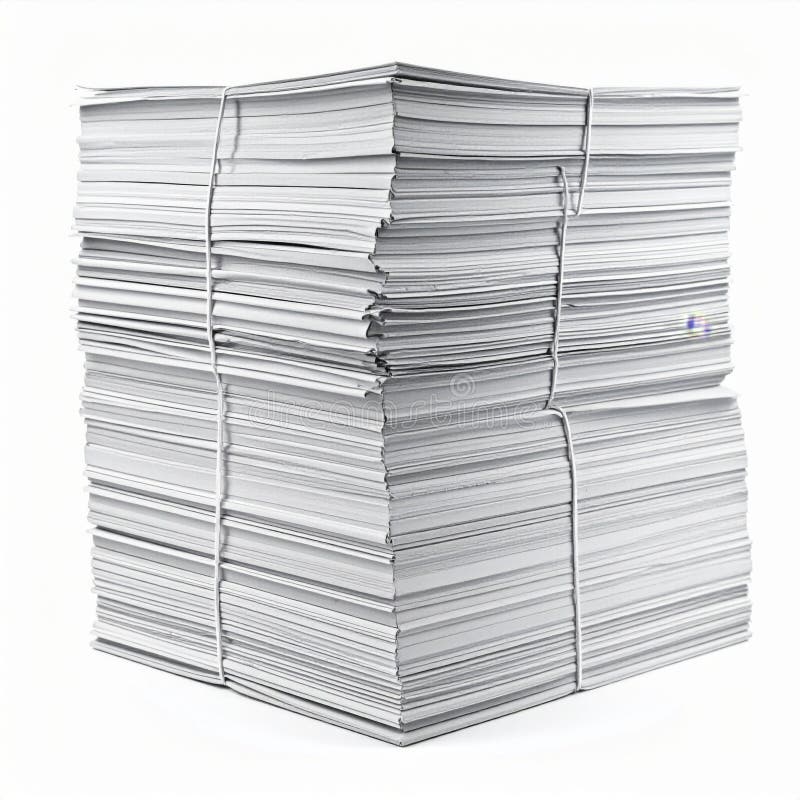 Large Stack of Newspapers Tied Together on White Background Stock Illustration - Illustration of ...