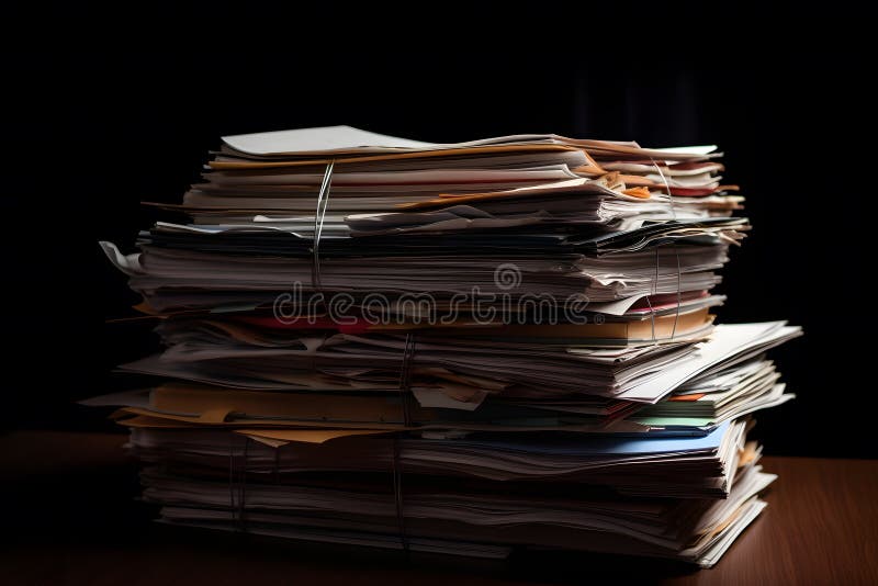 A Large Stack of Old Archival Documents. Neural Network AI Generated ...
