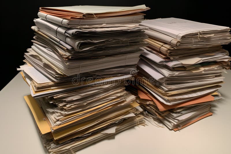 A Large Stack of Old Archival Documents. Neural Network AI Generated ...