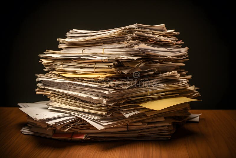 A Large Stack of Old Archival Documents. Neural Network AI Generated ...