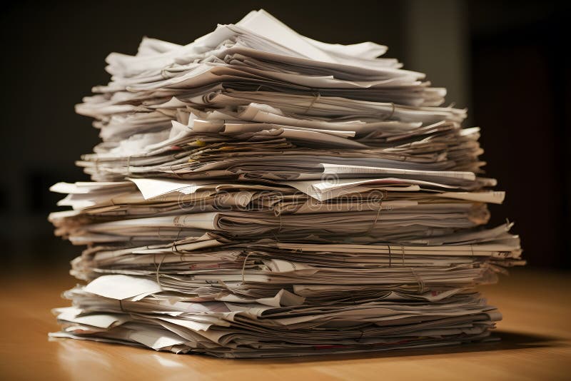 A Large Stack of Old Archival Documents. Neural Network AI Generated ...