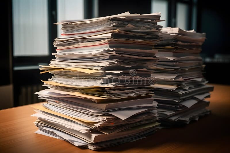 A Large Stack of Old Archival Documents. Neural Network AI Generated ...