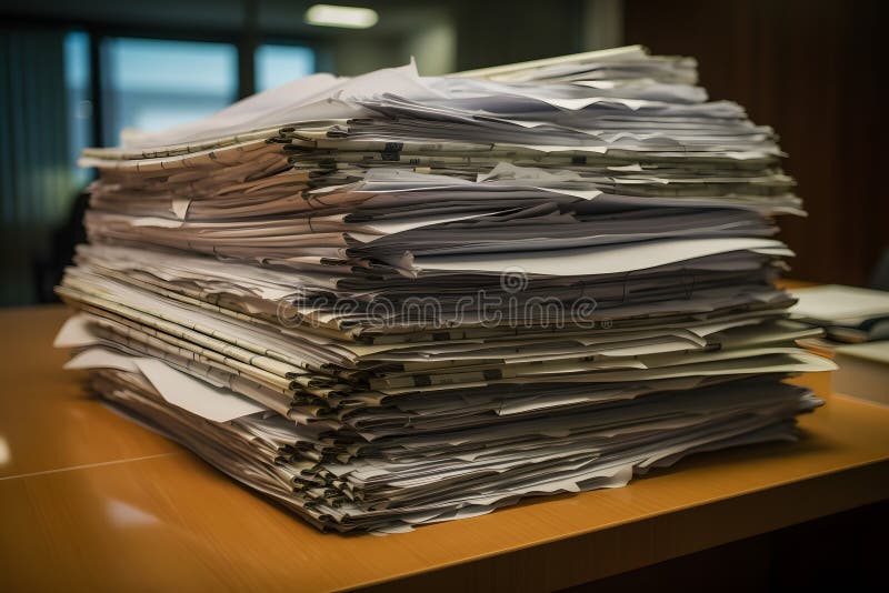 A Large Stack of Old Archival Documents. Neural Network AI Generated ...