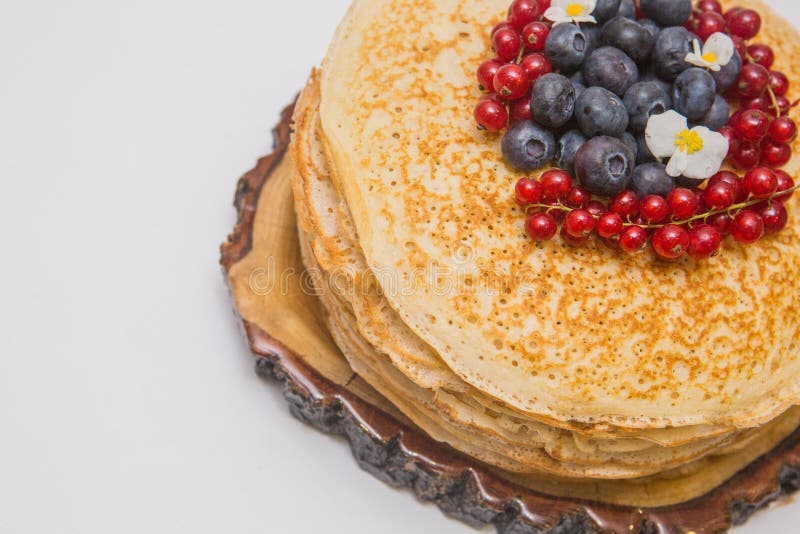 A Large Stack of Pancakes with Red Sweet Berries Editorial Photography ...