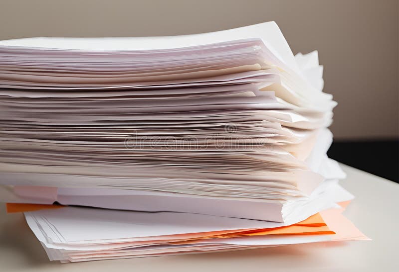 Large Stack of Paper Visible As a Spine.AI Generated Stock Illustration ...