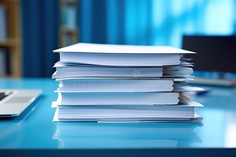 A Large Stack of Papers on the Desktop Stock Illustration ...