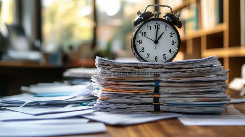 A Large Stack of Papers and Documents, Tied with an Elastic Band, Lying ...