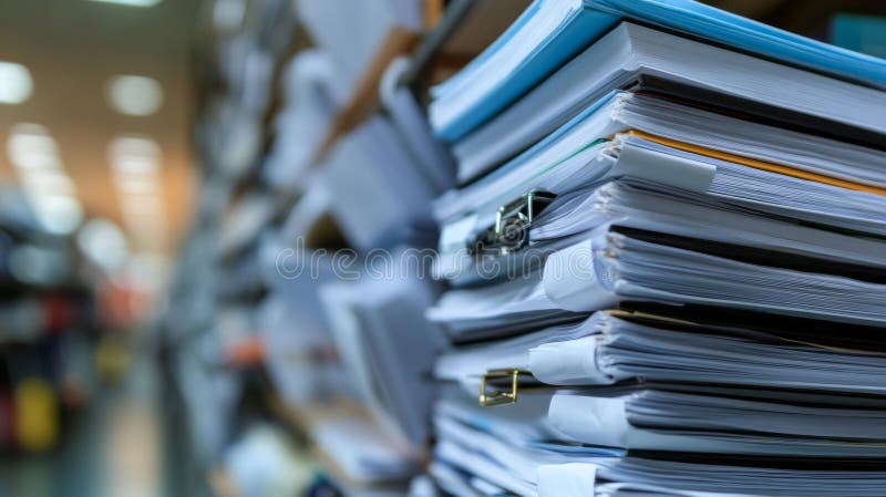 A Large Stack of Papers in an Office Setting Stock Illustration ...