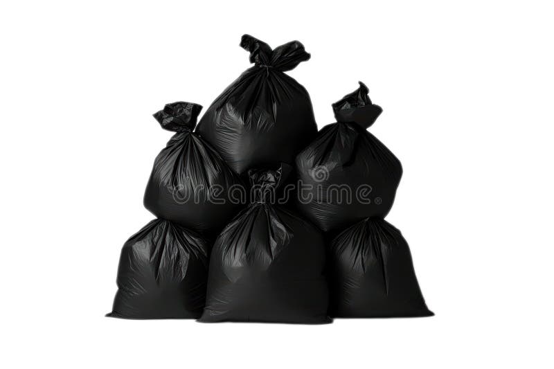 A Large Stack of Piled Black Garbage Bags is Ready for Proper Disposal ...