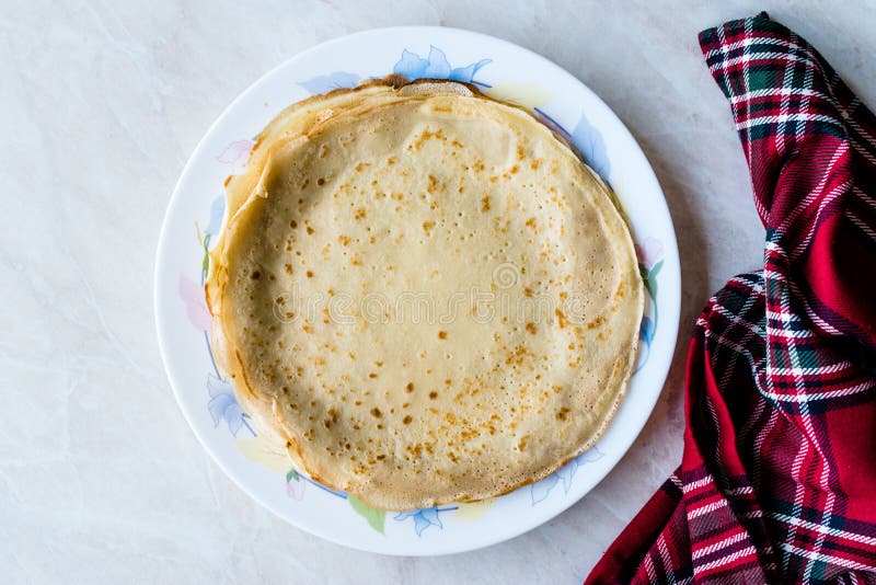 Large Stack of Plain Thin Pancake Crepes Stock Photo - Image of ...