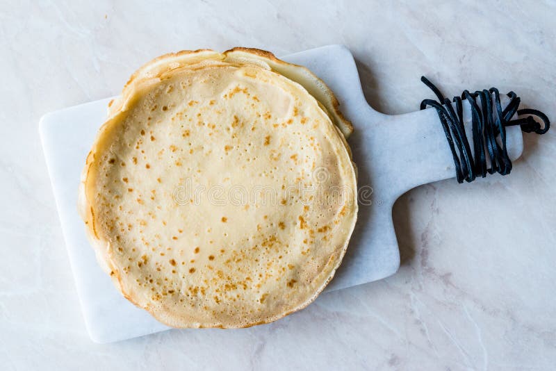 Large Stack of Plain Thin Pancake Crepes Stock Photo - Image of french ...