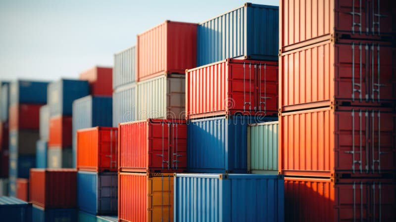 A Large Stack of Shipping Containers are Stacked on Top of Each Other ...