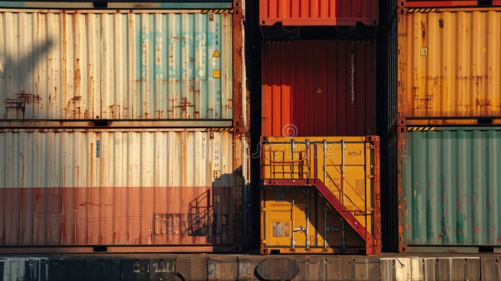 A Large Stack of Shipping Containers. Suitable for Logistics and ...