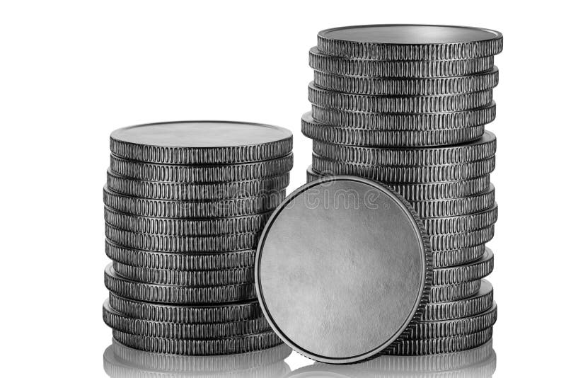 A Large Stack of Silver Coins. Coins Template for Your Design. a Stack ...