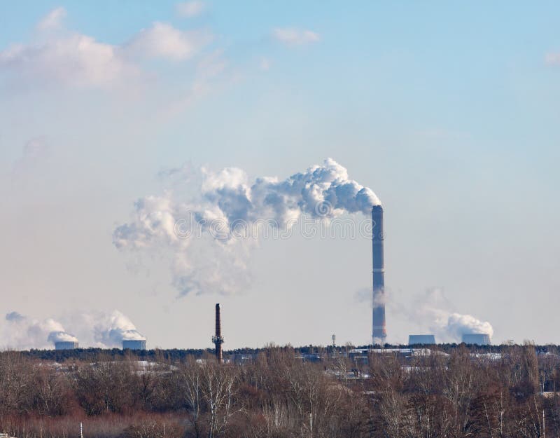 A Large Stack of Smoke is Rising from a Factory Stock Image - Image of ...