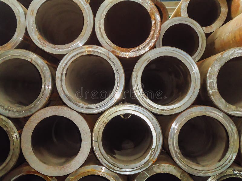 Large Stack of Thick-walled Steel Pipes for Building Structures Stock ...