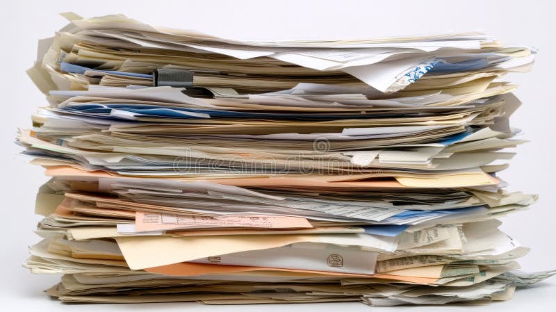 A Large Stack of Unorganized Paper Documents Stock Illustration ...