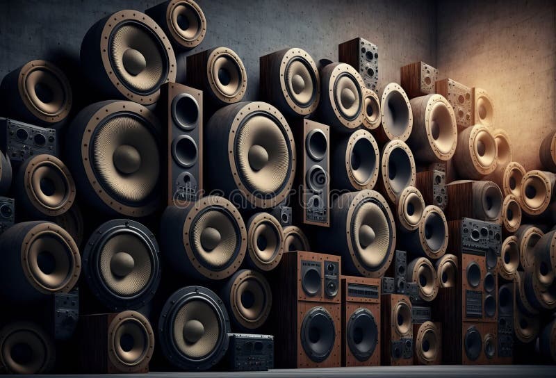 A Large Stack of Vintage Music Audio Speakers. Generative Ai Stock ...