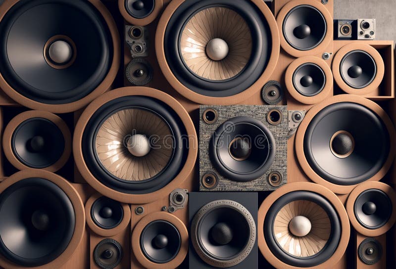 A Large Stack of Vintage Music Audio Speakers. Generative Ai Stock ...