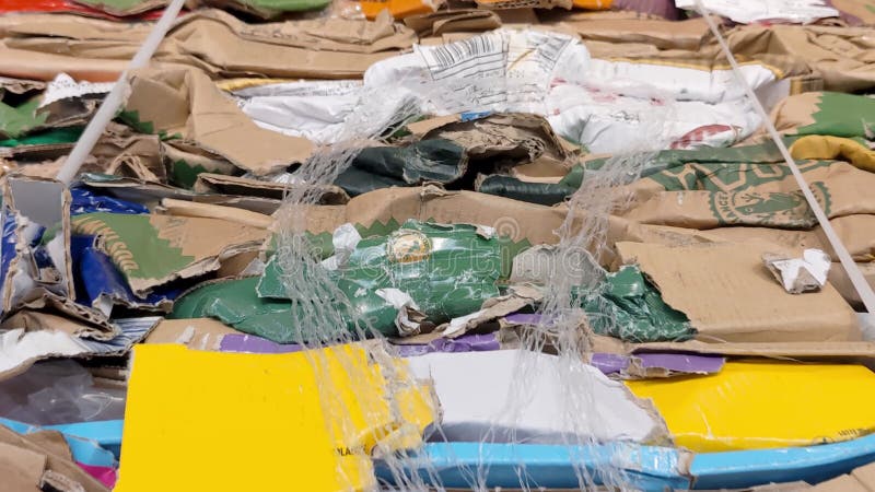 Waste Paper from Pressed Cardboard Boxes is Sorted and Packed for ...