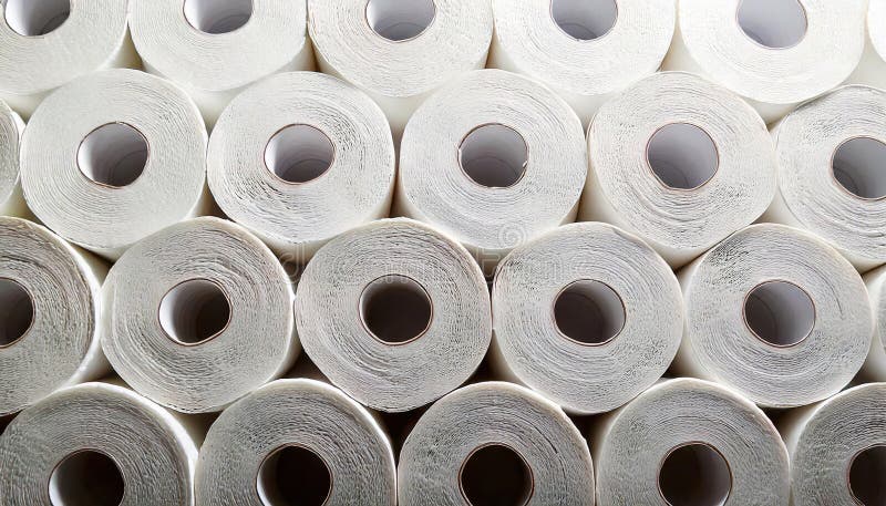 Large Stack of White Paper Rolls Arranged Neatly in a Grid Pattern at a ...